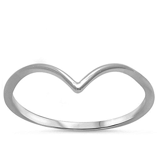 CLOSEOUT!White Gold Plated V-Shape Chevron .925 Sterling Silver Ring ...