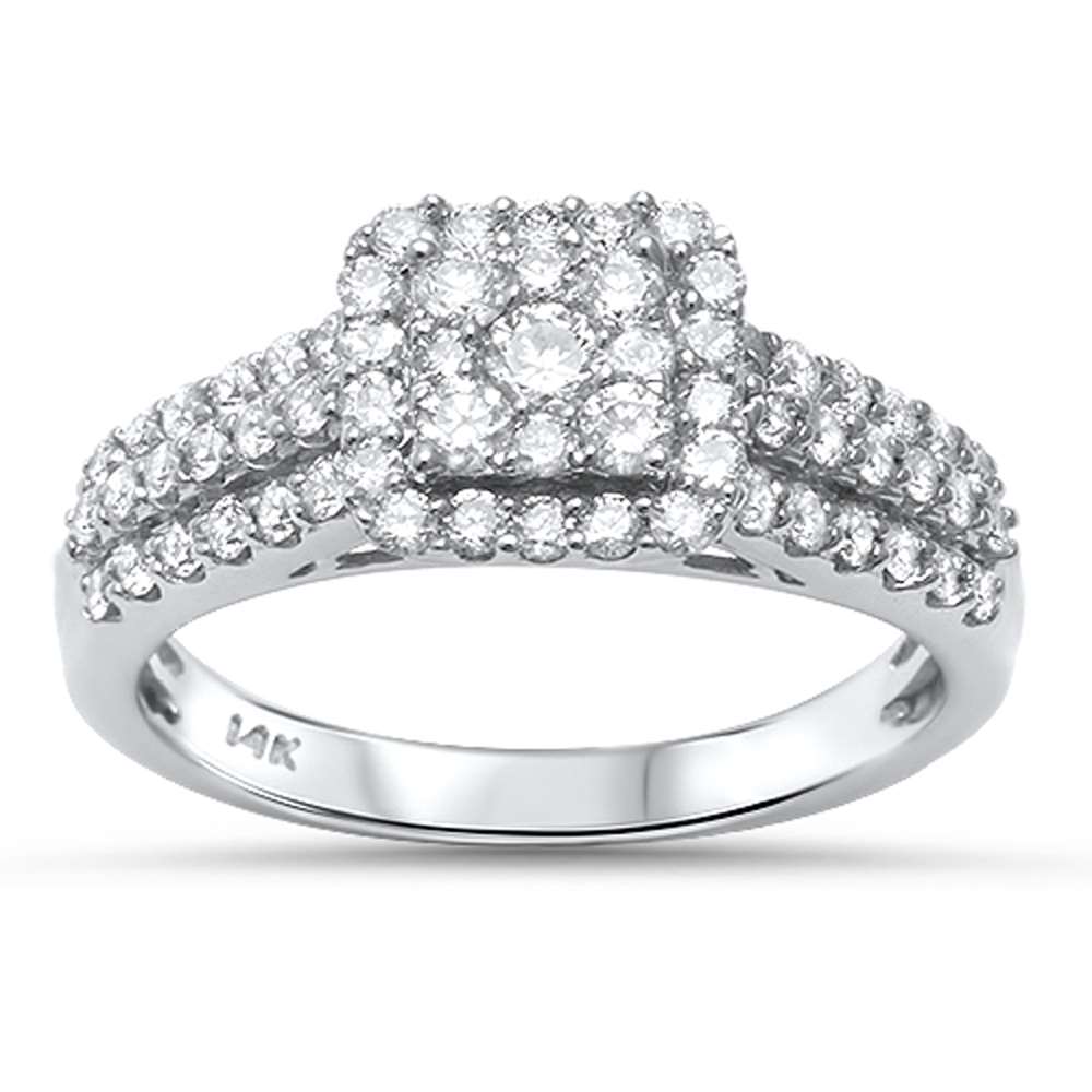 DIAMOND CLOSEOUT! .88ct 14kt White Gold Square Diamond Engagement Prom ...